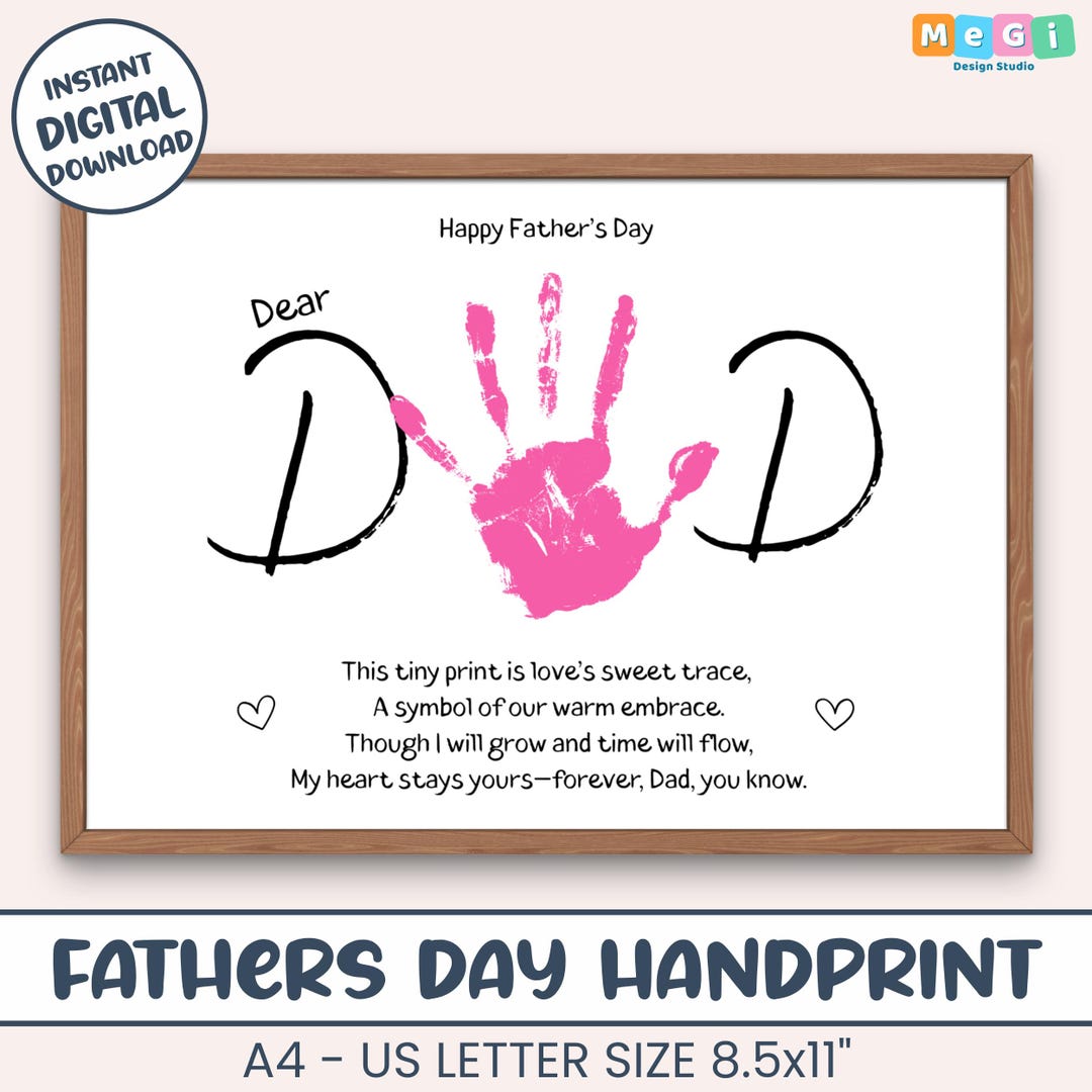 Father’s Day Handprint Craft With Poem, DIY Gift for Dad From Baby or ...