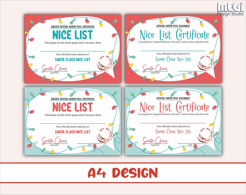 Printable Nice Kids Certificate, Santa’s Official Nice List Certificate ...
