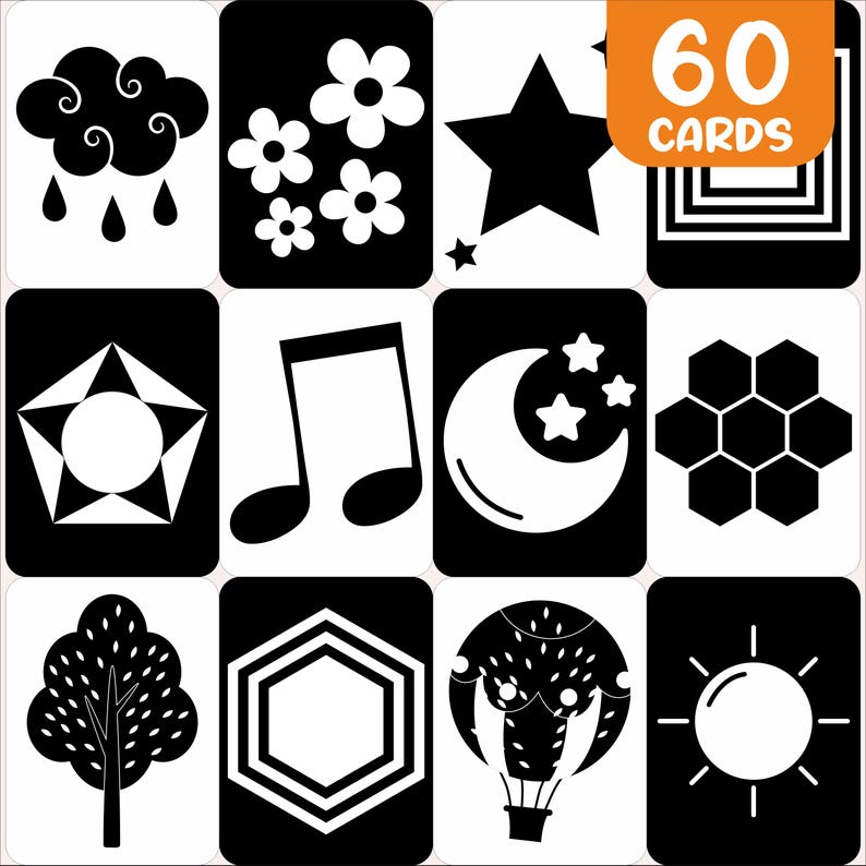 Printable High Contrast Baby Cards. Monochrome Sensory Flash Cards ...