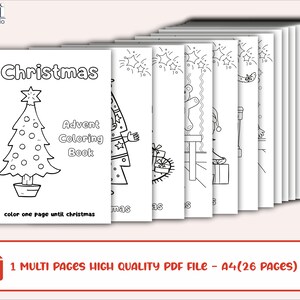 Printable Christmas Countdown Coloring Book 25 Pages for Kids Advent ...