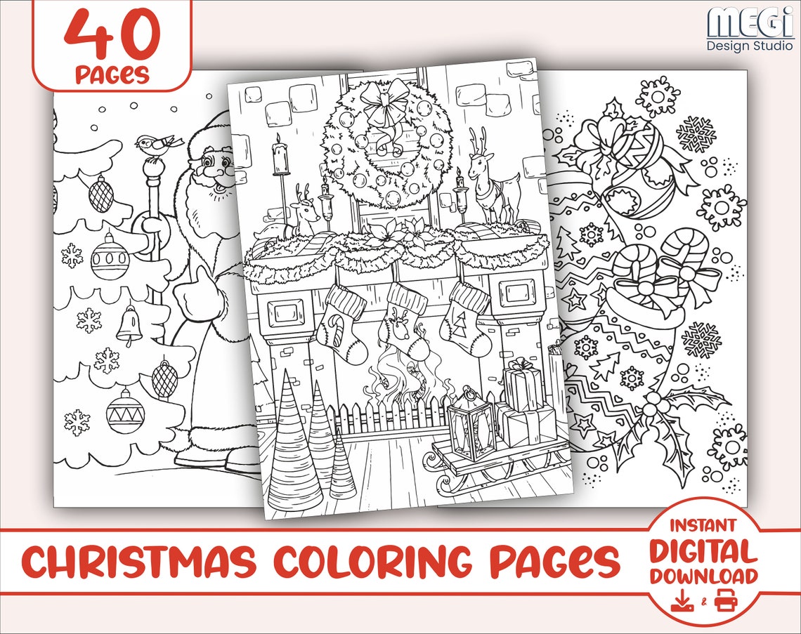 Christmas Coloring Book Printable Coloring Pages Christmas - Etsy