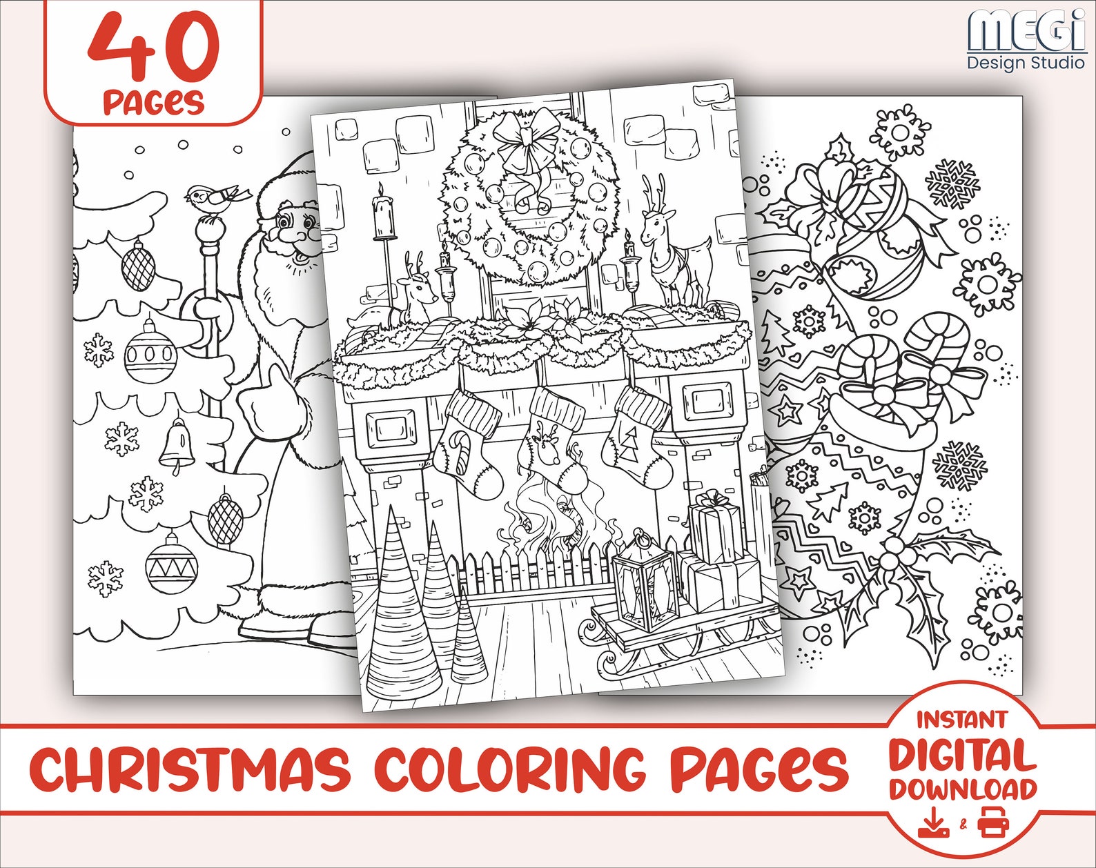 Christmas Coloring Book Printable Coloring Pages Christmas - Etsy