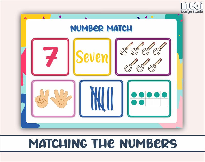 Number Match Preschool Activity Count and Match 1 to 10 Number Matching ...