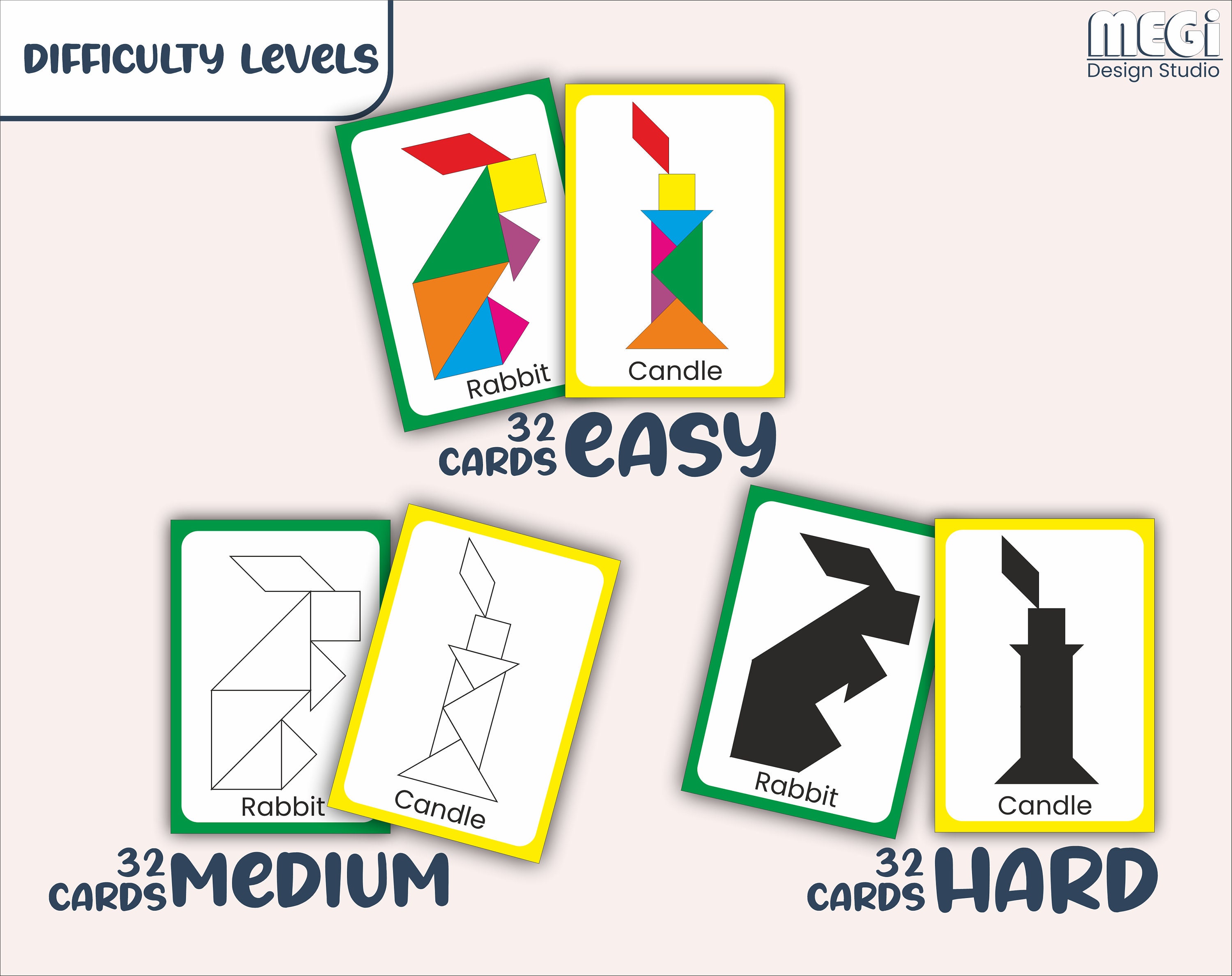 Tangram Animals and Shapes Puzzle Cards - 96 Cards & Free Tangram ...