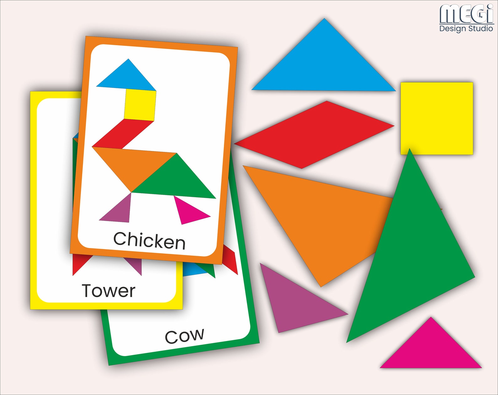 Tangram Animals and Shapes Puzzle Cards - 96 Cards & Free Tangram ...