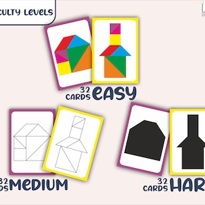 Tangram Set of Houses Puzzle Cards - 90+ Cards & Free Tangram Pattern ...