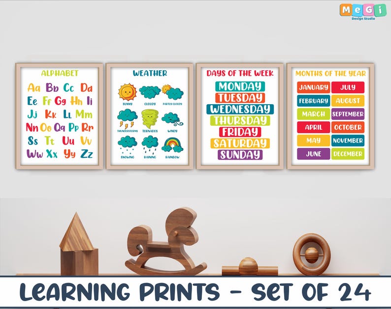 Educational Posters, 24 Homeschool Prints, Montessori Classroom Decor ...