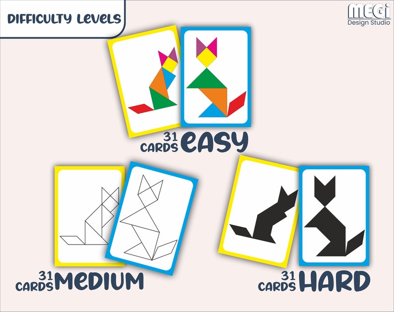 Tangram Set of Cats Puzzle Cards - 90+ Cards & Free Tangram Pattern ...