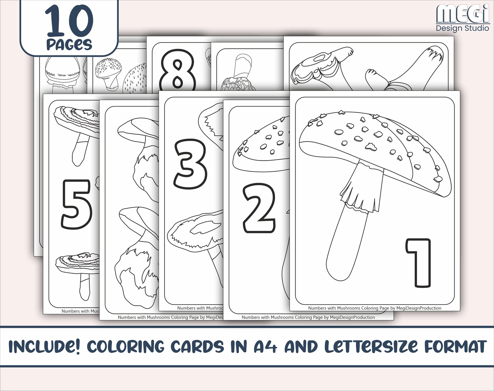 Educational Mushroom Numbers Flashcards and Worksheets Learn - Etsy