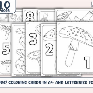 Educational Mushroom Numbers Flashcards and Worksheets Learn - Etsy