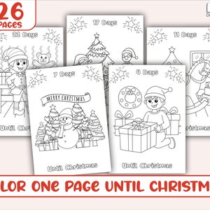 Printable Christmas Countdown Coloring Book 25 Pages for Kids Advent ...