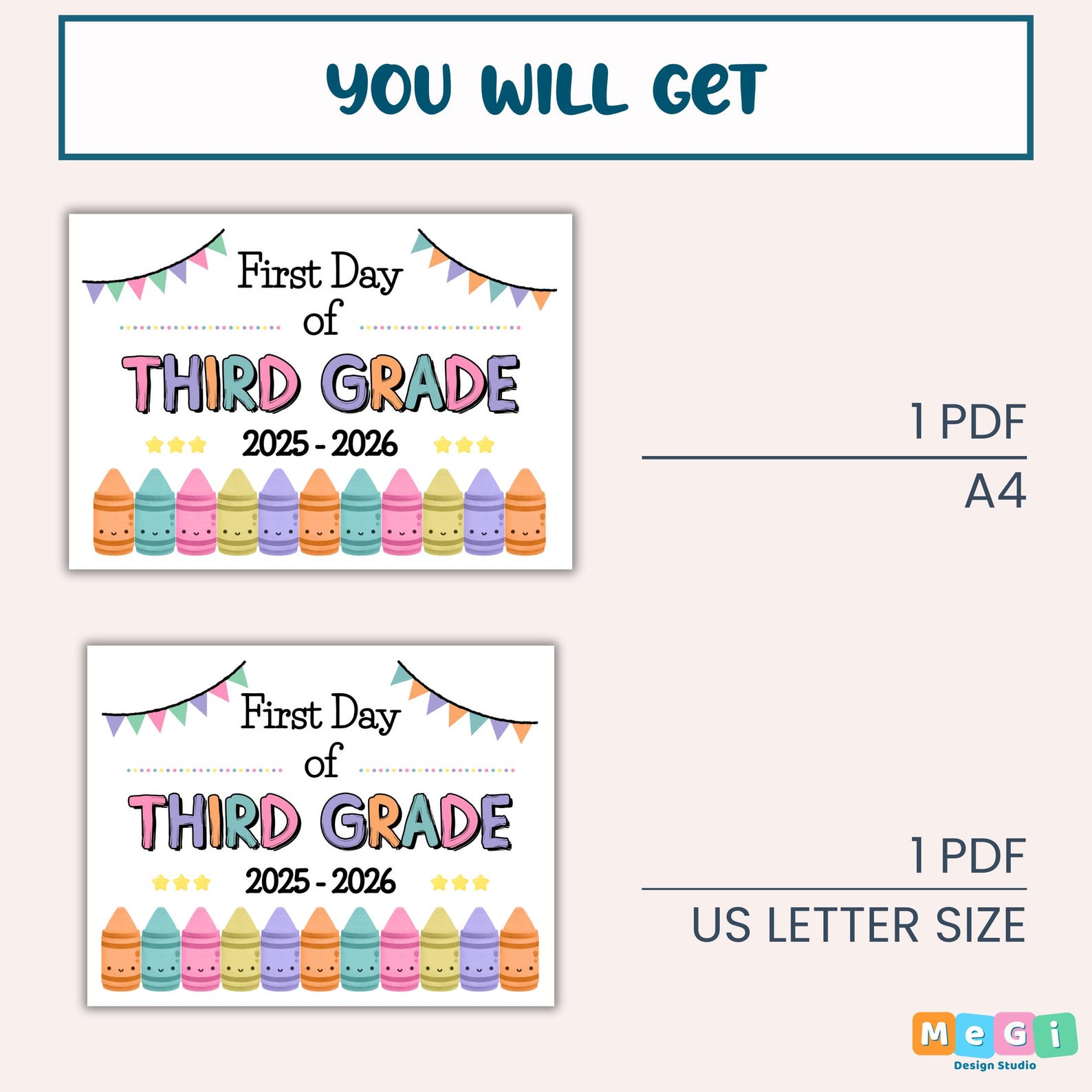 Third Grade First Day of School Sign - Printable 3rd Grade Teacher ...