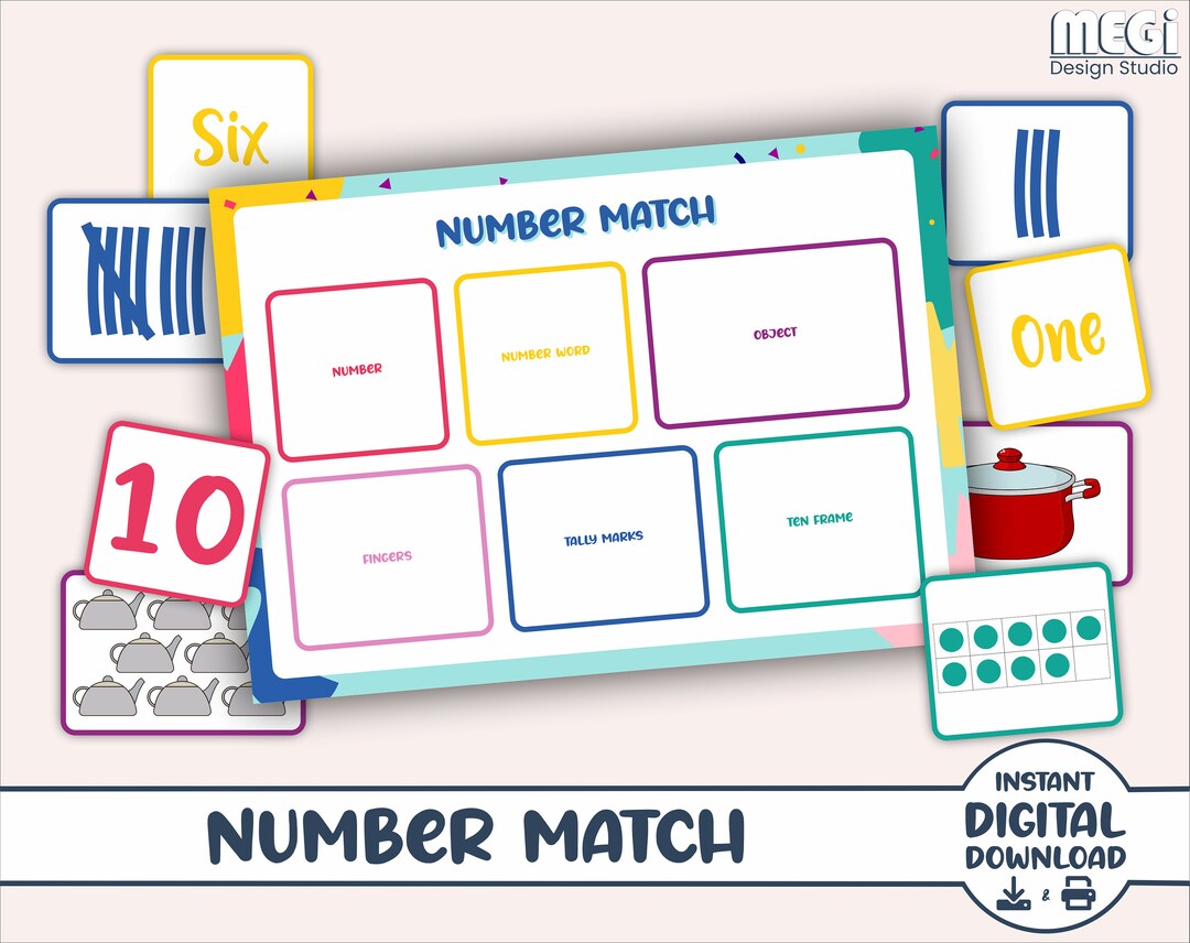 Number Match Preschool Activity Count and Match 1 to 10 - Etsy