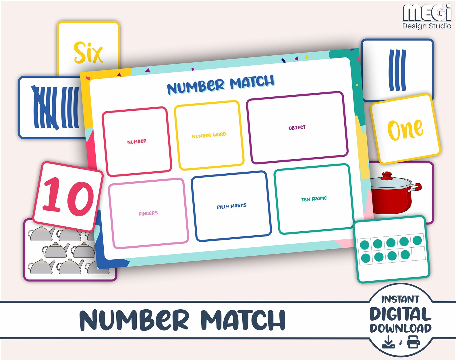 Number Match Preschool Activity Count and Match 1 to 10 - Etsy