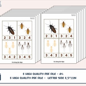 Insects Count and Clip Cards 1 to 30 Printable Counting - Etsy