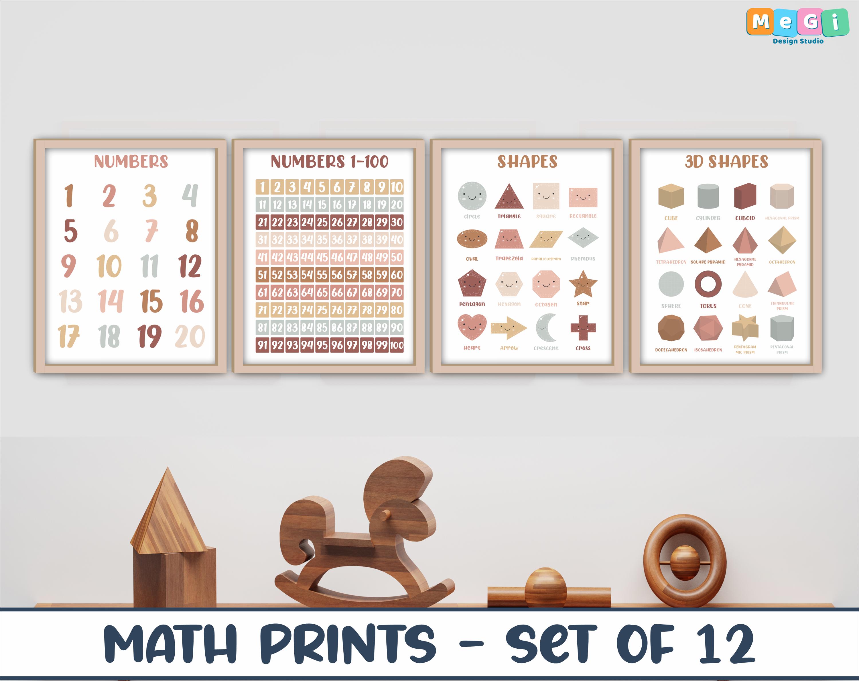 Preschool Learning Printables Set of Math | Educational Wall Art for ...