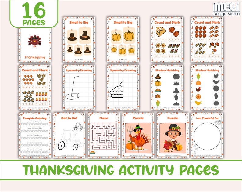 Thanksgiving Activity Book - Printable Activity Pages - Thanksgiving ...