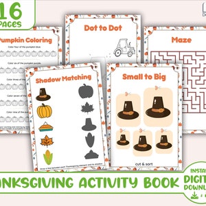 Thanksgiving Activity Book - Printable Activity Pages - Thanksgiving ...