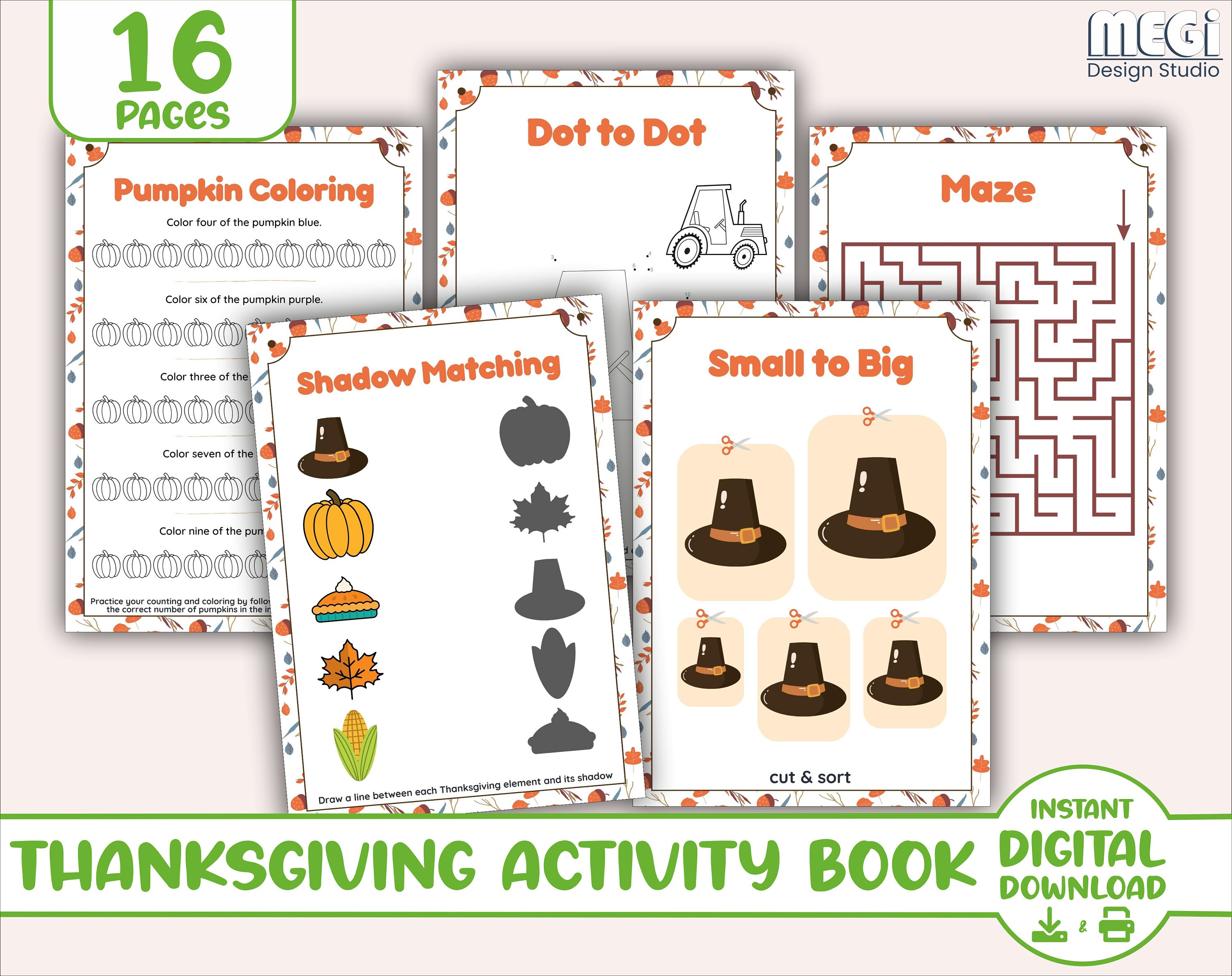 Thanksgiving Activity Book - Printable Activity Pages - Thanksgiving ...