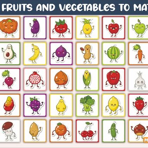Fruit & Vegetable Matching Activity - Preschool Printable Game ...