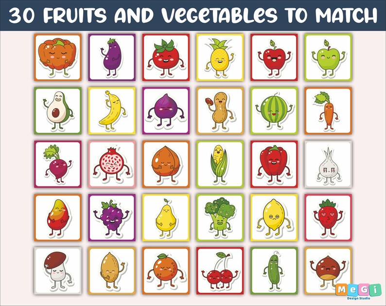 Fruit & Vegetable Matching Activity - Preschool Printable Game ...