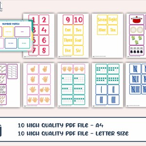 Number Match Preschool Activity Count and Match 1 to 10 Number Matching ...