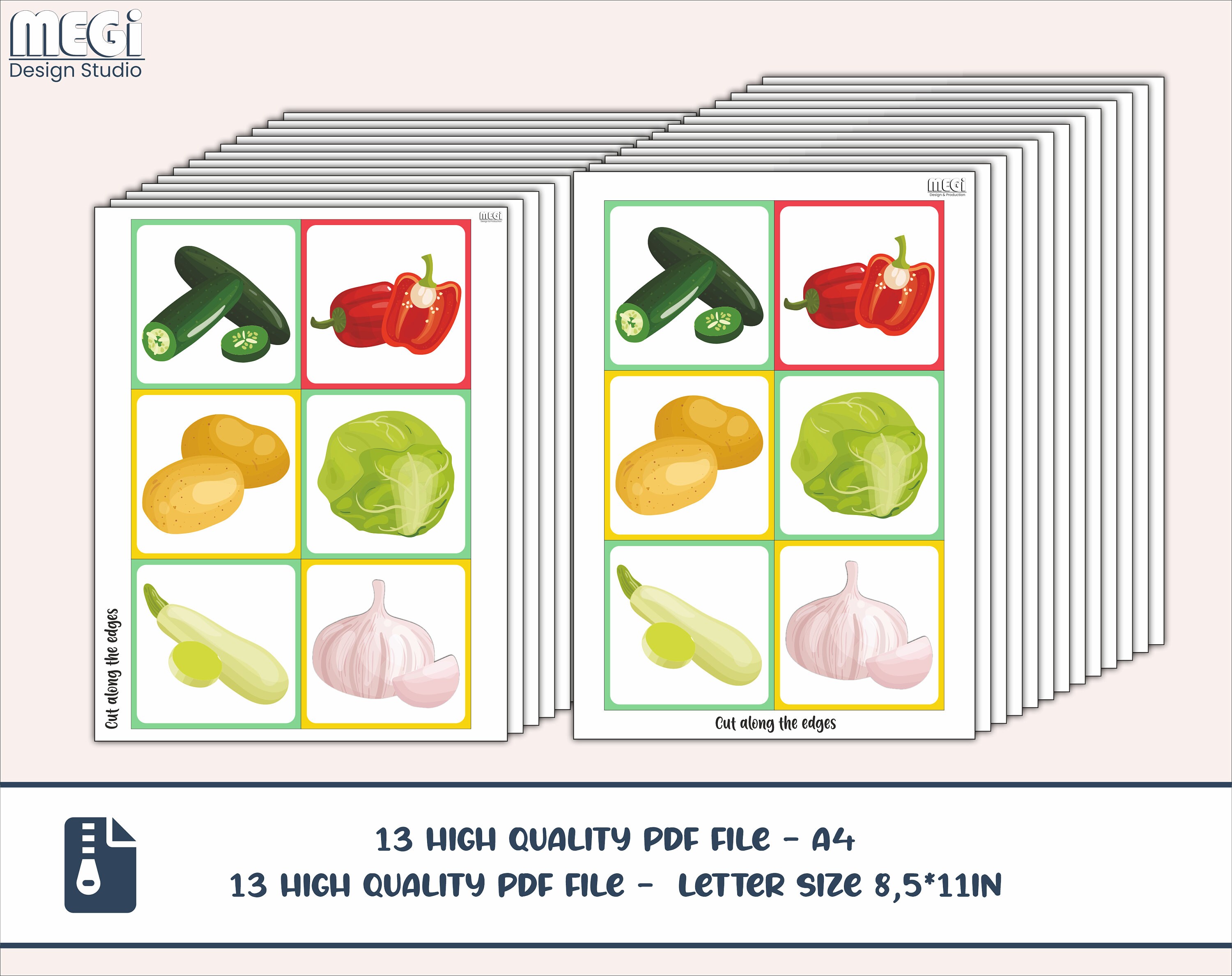 Vegetables Symmetry Puzzle Vegetables Match Game Preschool - Etsy
