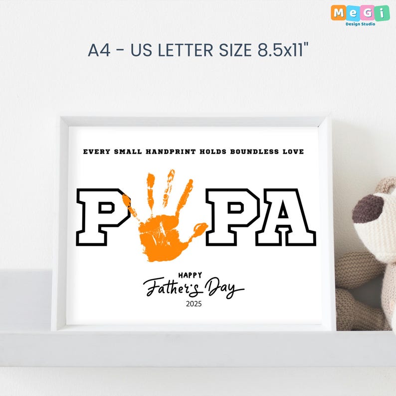 Fathers Day Papa Handprint Craft Printable, DIY Gift From Kids ...