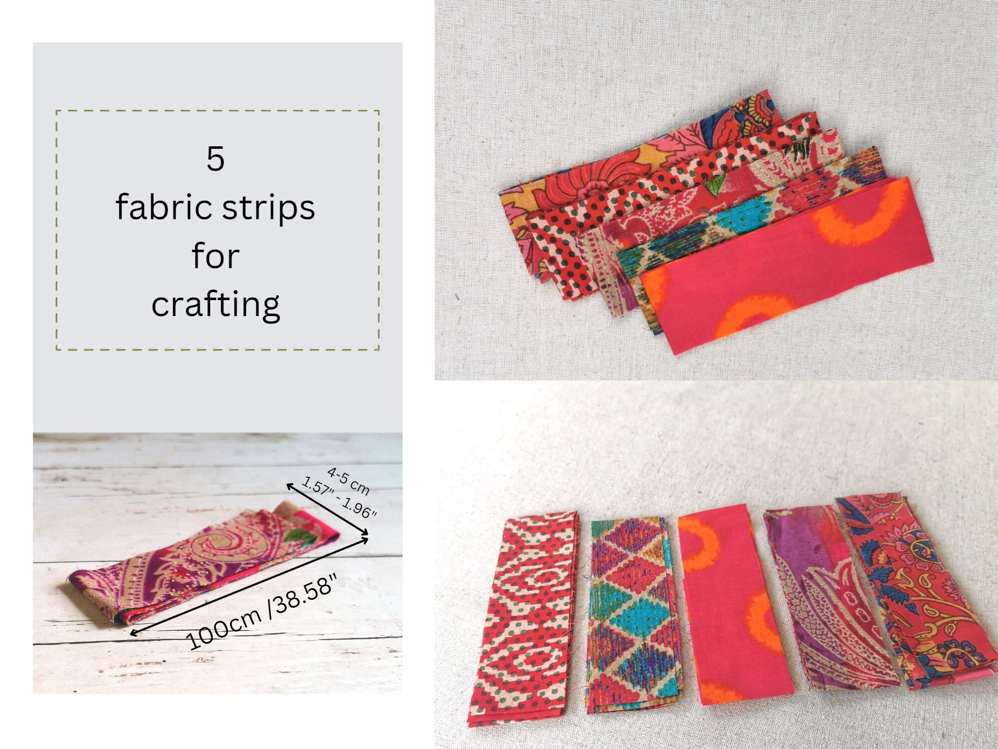 Fabrics Strips, Beige Fabric Ribbons, Cotton Fabric Scraps, Fabric ...