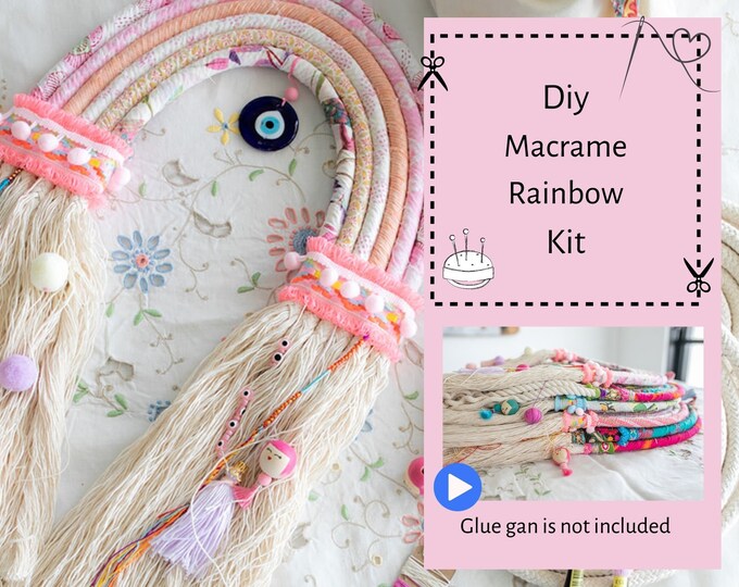 Macrame Rainbow Craft Kits, Macrame Wall Art Kit for Teens, DIY Boho ...