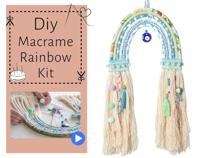 Macrame Wall Art, DIY Macrame Rainbow Craft Kit, Macrame Wall Hanging ...