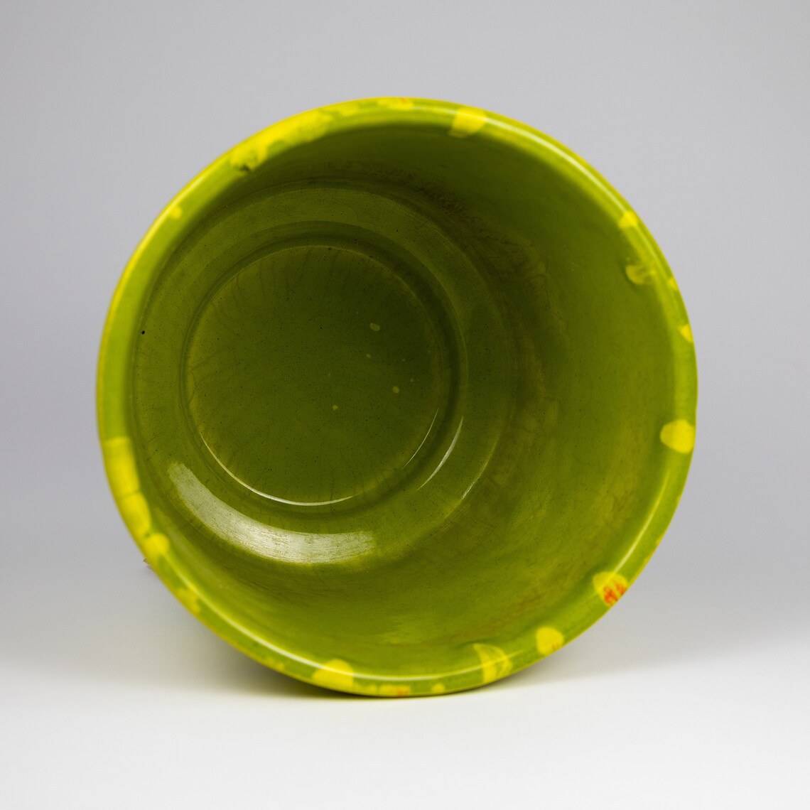7 Inch Ceramic Planter Pot MCM Green Red Black Drip Glaze Calif ...
