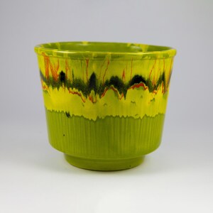 7 Inch Ceramic Planter Pot MCM Green Red Black Drip Glaze Calif ...
