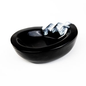 Black Ceramic Ashtray White Drip Glaze Handmade Studio Pottery 1980’s ...