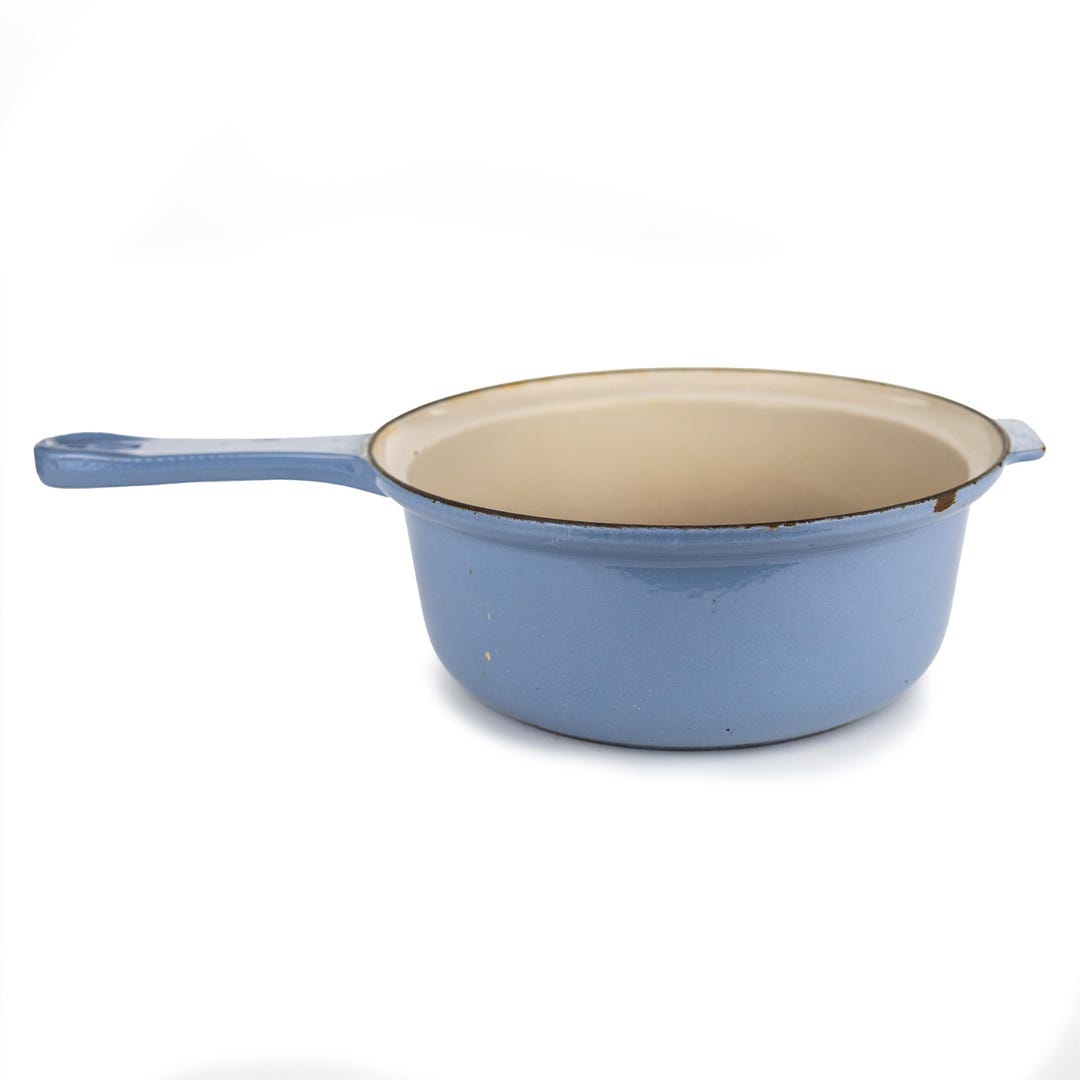 Vintage Le Creuset Cousances Blue Gray #22 Enamel Cast Iron Saucepan ...