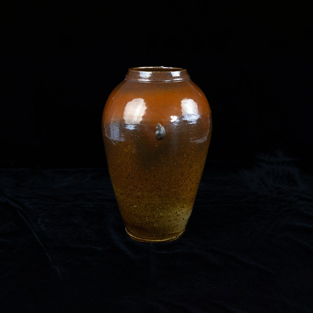 12 Inch Vase Stoneware Studio Pottery Handmade Wood Fired Ash Glaze Red ...