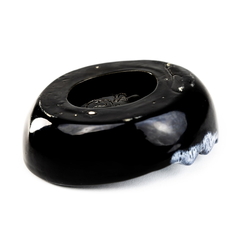 Black Ceramic Ashtray White Drip Glaze Handmade Studio Pottery 1980’s ...