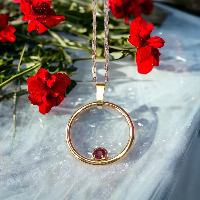 SOLID GOLD RUBY Pendant in Yellow Gold, Ruby Necklace in 9ct Yellow ...