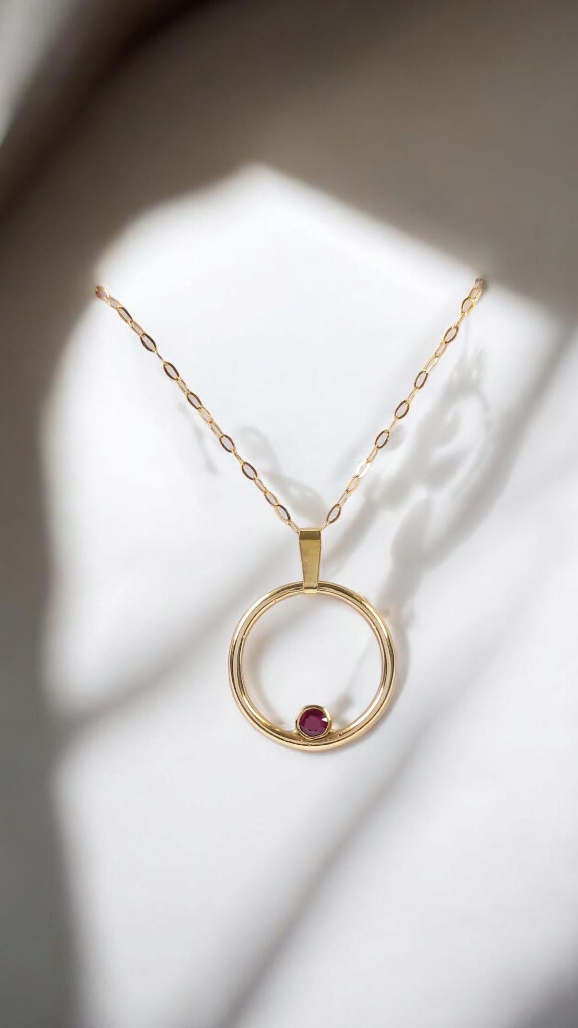 SOLID GOLD RUBY Pendant in Yellow Gold, Ruby Necklace in 9ct Yellow ...