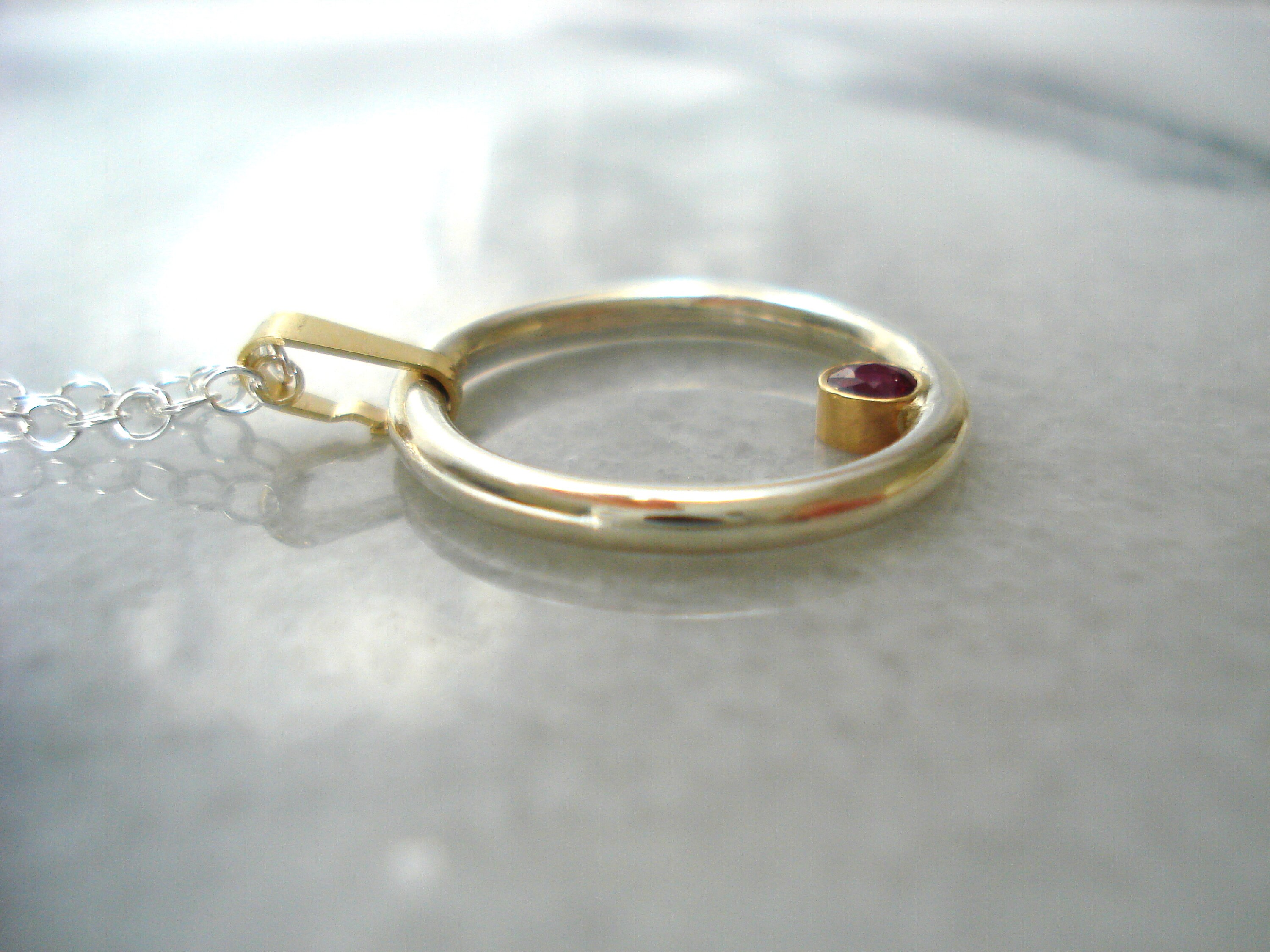9ct Gold and Silver Ruby Circle Pendant Red Ruby Circular - Etsy