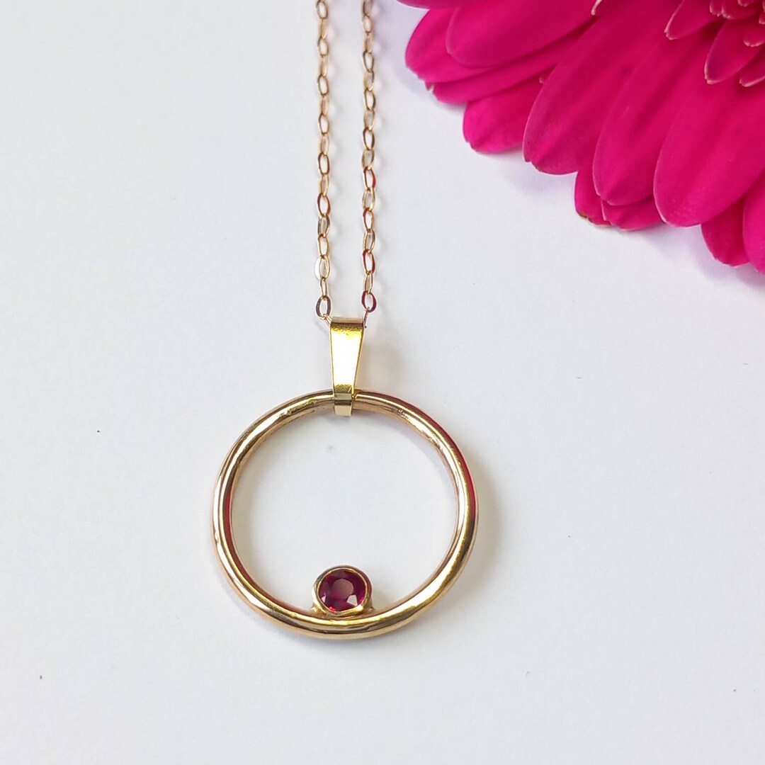 SOLID GOLD RUBY Pendant in Yellow Gold Ruby Necklace in 9ct - Etsy
