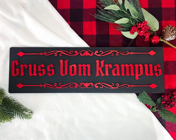 Krampus Sign - Krampus Decor - Gruss Vom Krampus - Grub Vom Krampus - Creepy Christmas - Merry ...