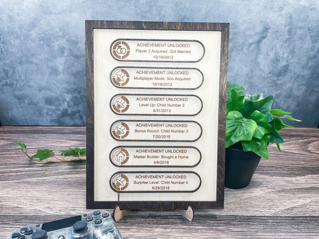 Achievement Unlocked Custom Achievement Plaque Nerdy Gift for Him Gamer ...