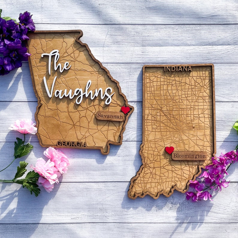 Wood State Sign With Heart Personalized Home State Sign - Etsy