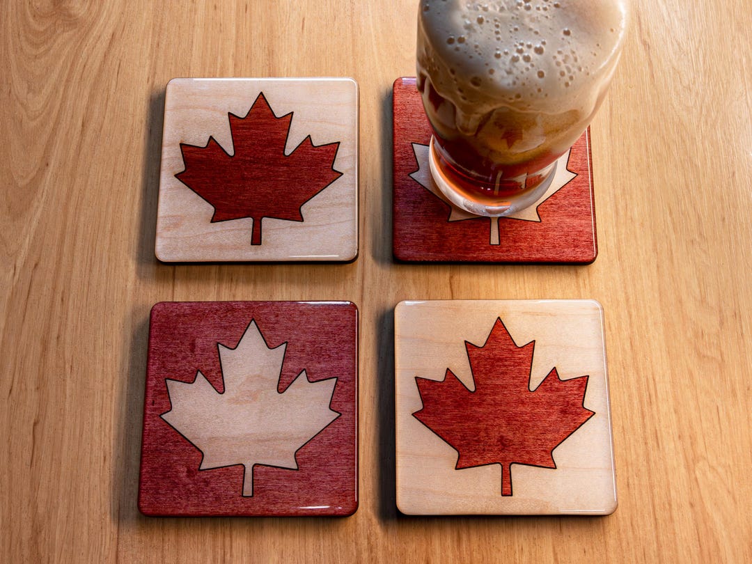 Maple Leaf Wood Inlay Coaster - Etsy