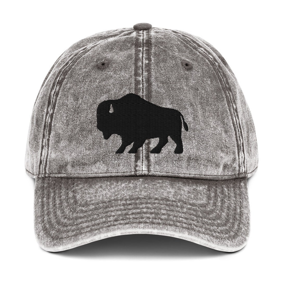 Vintage Style Embroidered Bison Hat, Buffalo Hat - Etsy