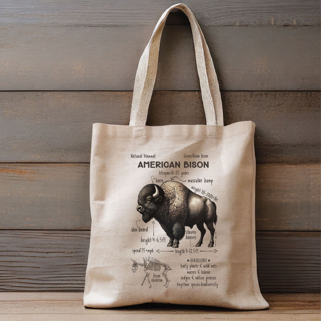 Anatomy of a Bison Tote Bag, Buffalo Anatomy Bag - Etsy