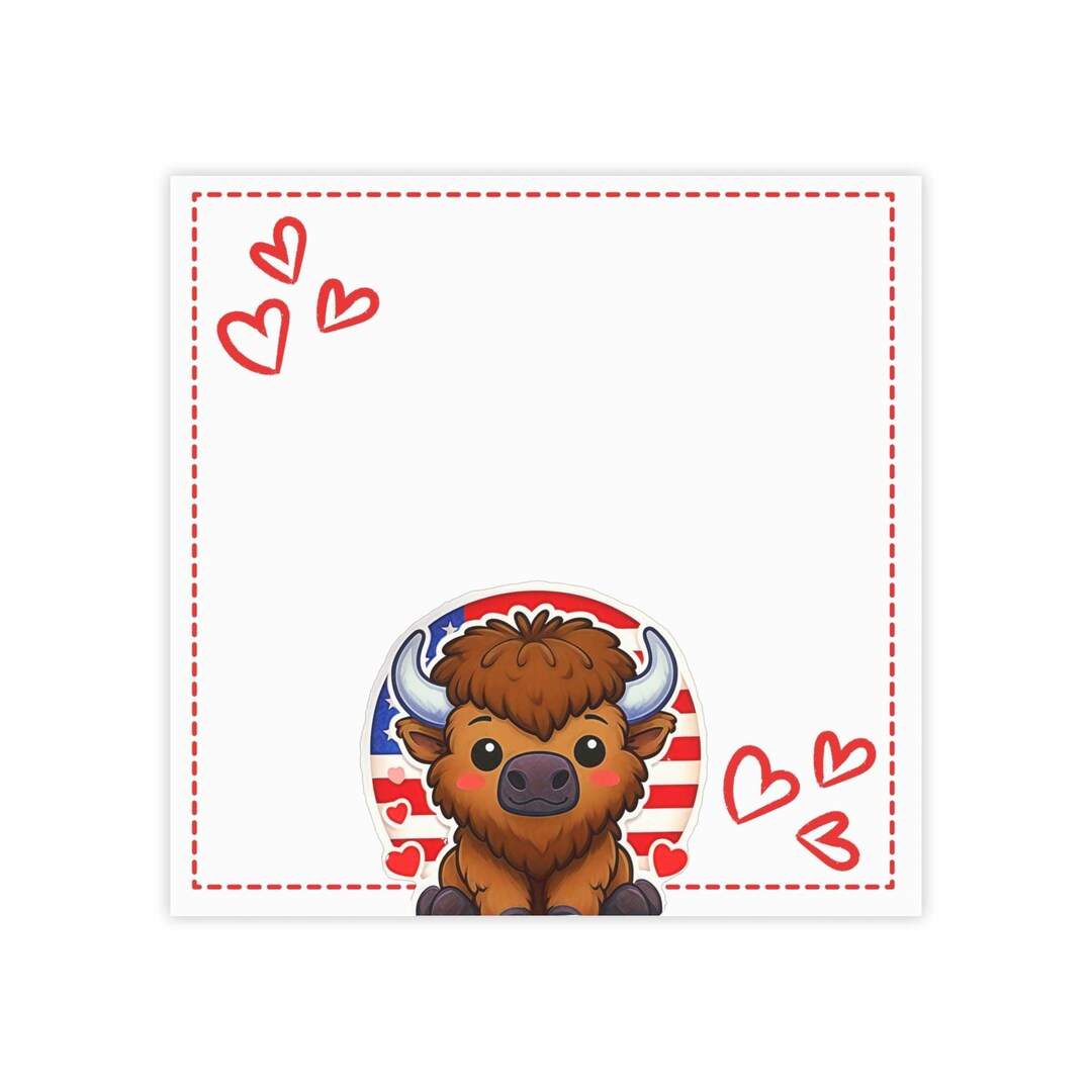 Patriotic Bison Post-it® Note Pads, Buffalo Post-it Note Pads, Bison ...