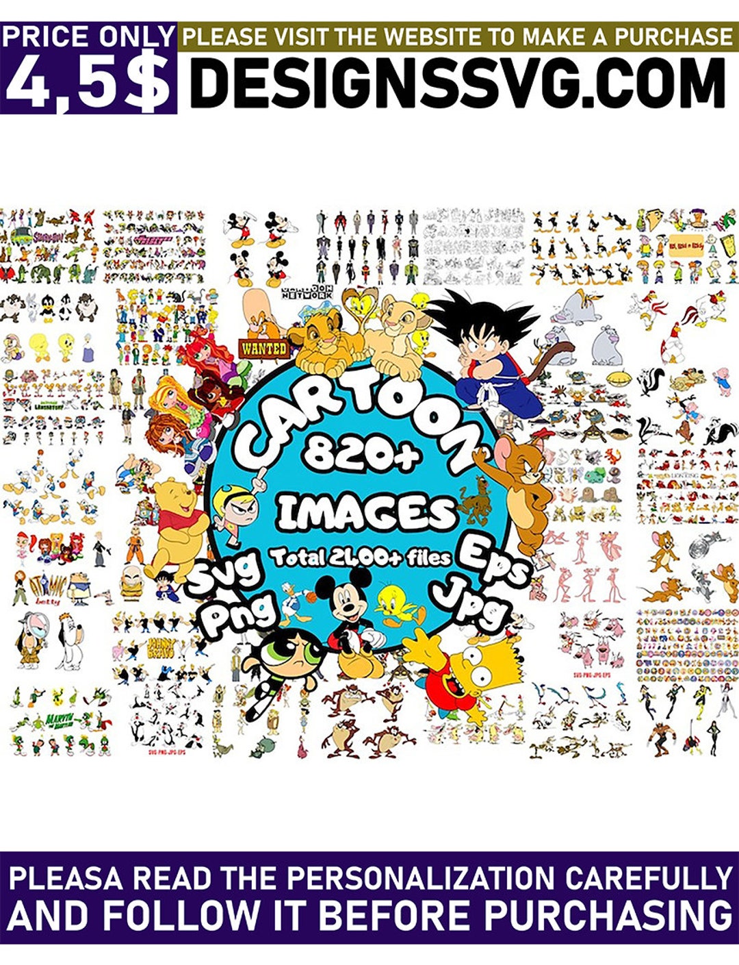 2400 Cartoon Characters Mega Bundle Svg, Cricut Printable Clipart ...