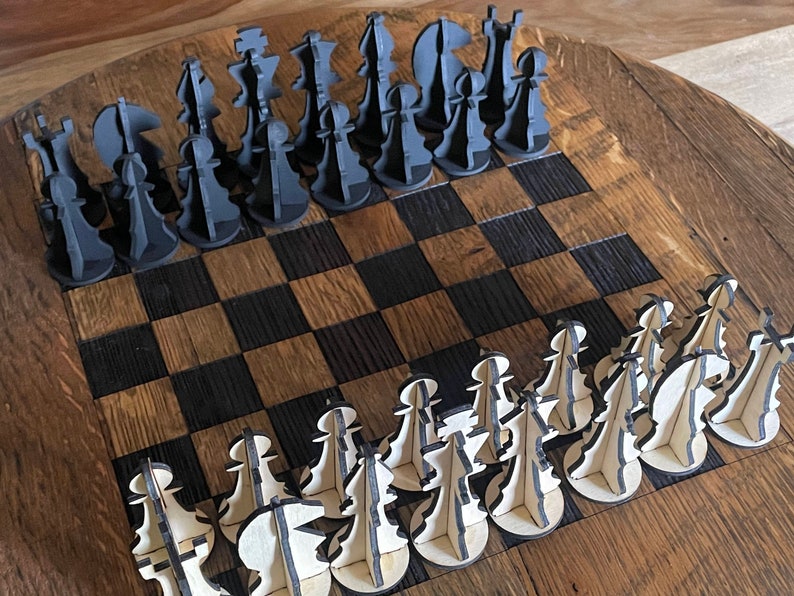 Authentic Bourbon Barrel Head Chess/checker Set - Etsy